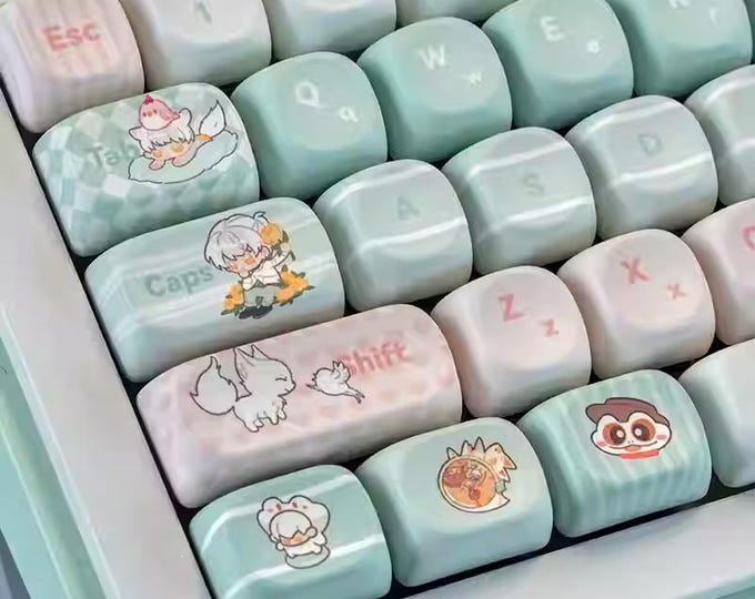 Cute Monsters Keycap Set, MOA Profile, Cute Art, PBT, Cherry MX Stem ...