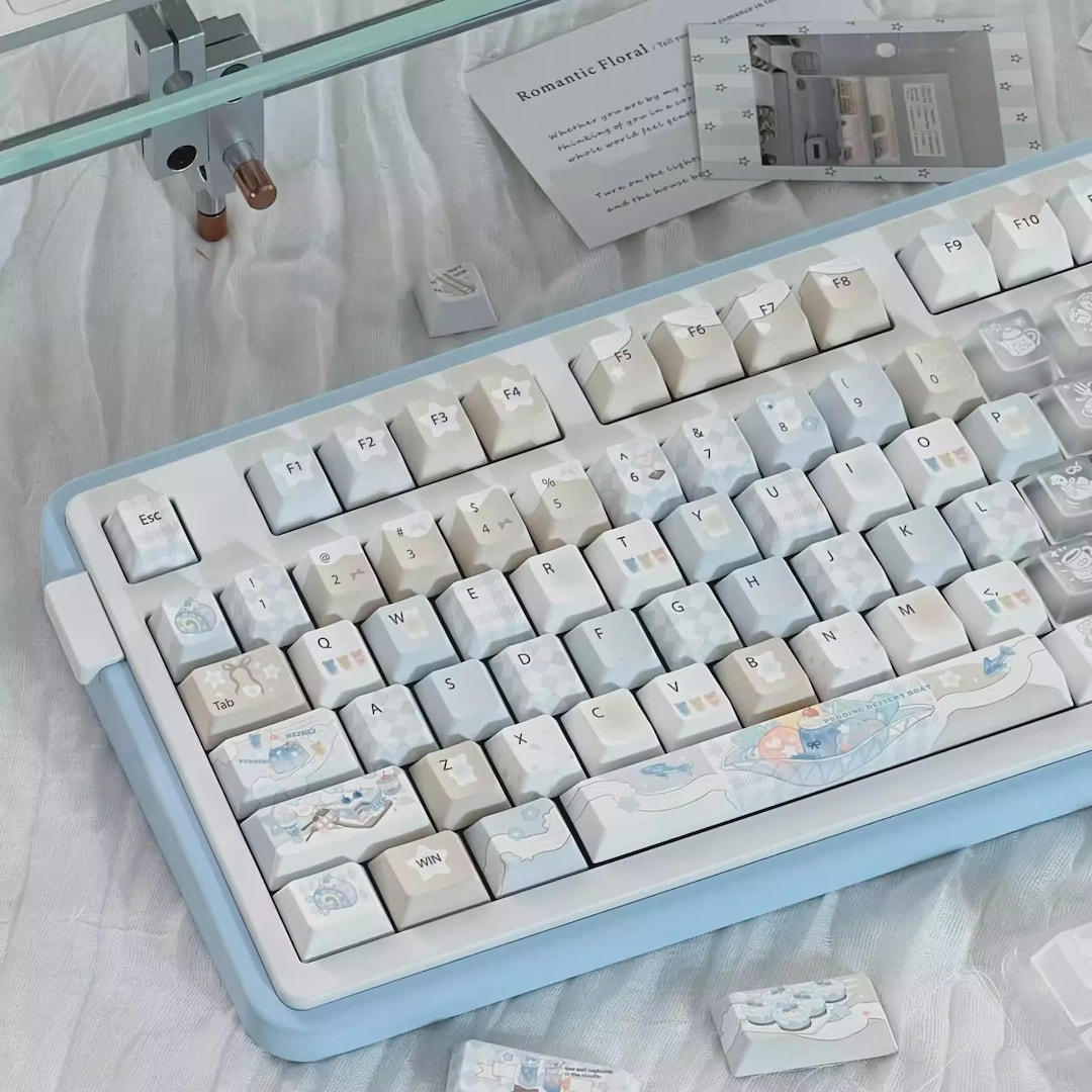 Cute Blue Ocean Dessert Theme Keycap Set for Mechanical Keyboard ...