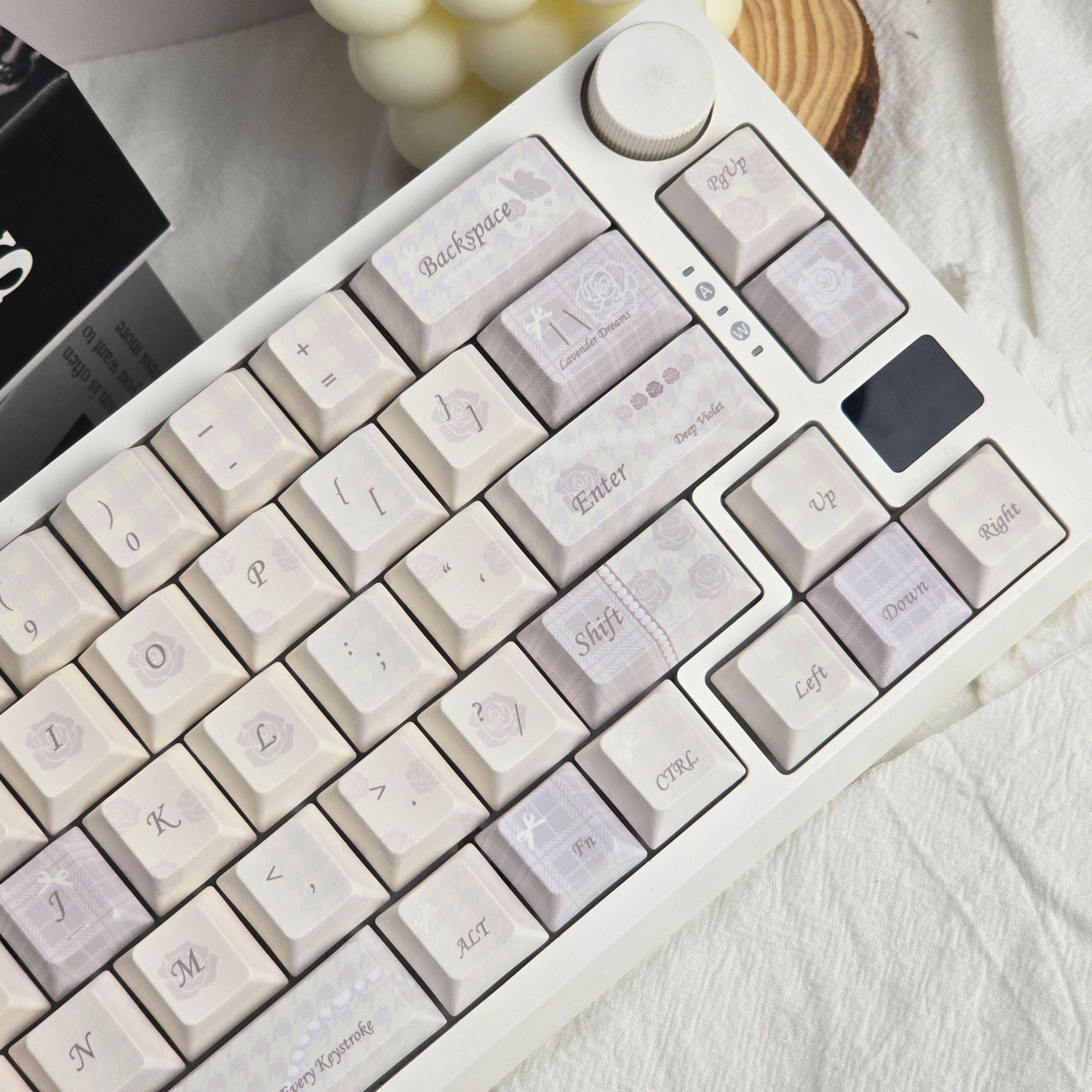 Cute Violet Plaid Theme Pastel Keycap Set for Mechanical Keyboard ...