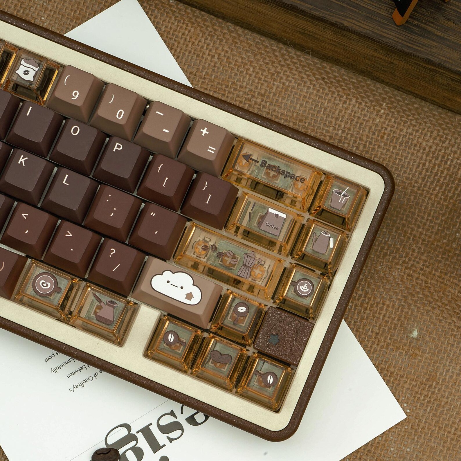 Cute Brown Coder & Coffee Theme Keycap Set for Mechanical Keyboard ...