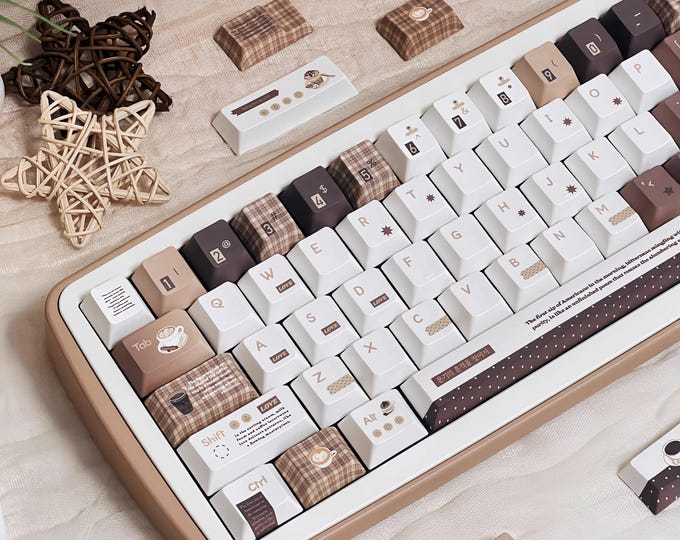 Milk Cocoa Bean Keycap Set - XOA Profile Keycap Set - Cute Kawaii Cocoa ...