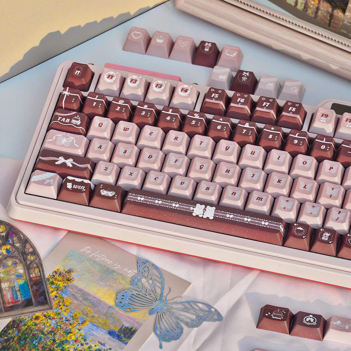 Happy Daily Life Bear Artisan Keycap Set | Chocolate Kawaii Design ...