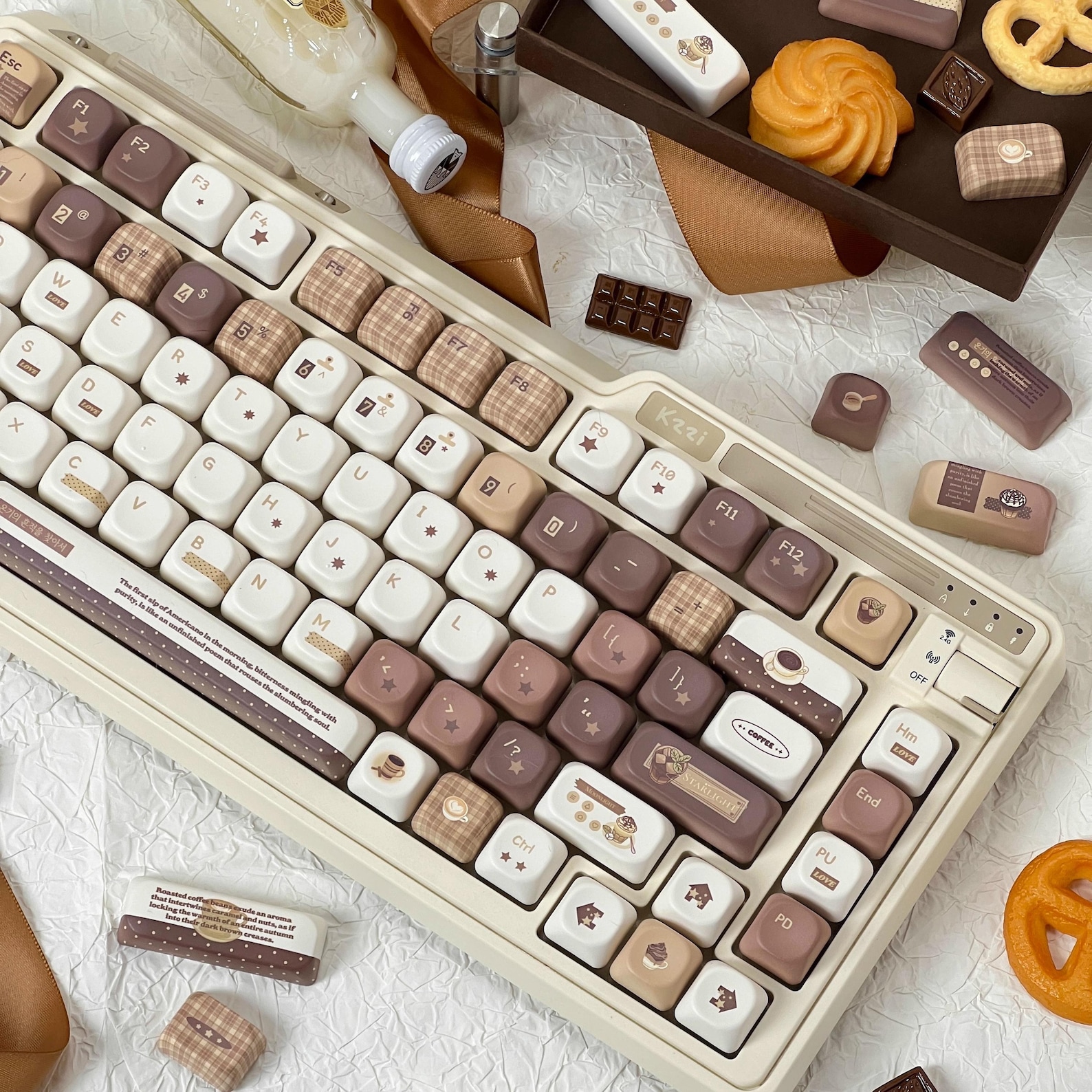 Cozy Cafe Theme Coffee Latte Keycap Set for Mechanical Keyboard | Mocha ...