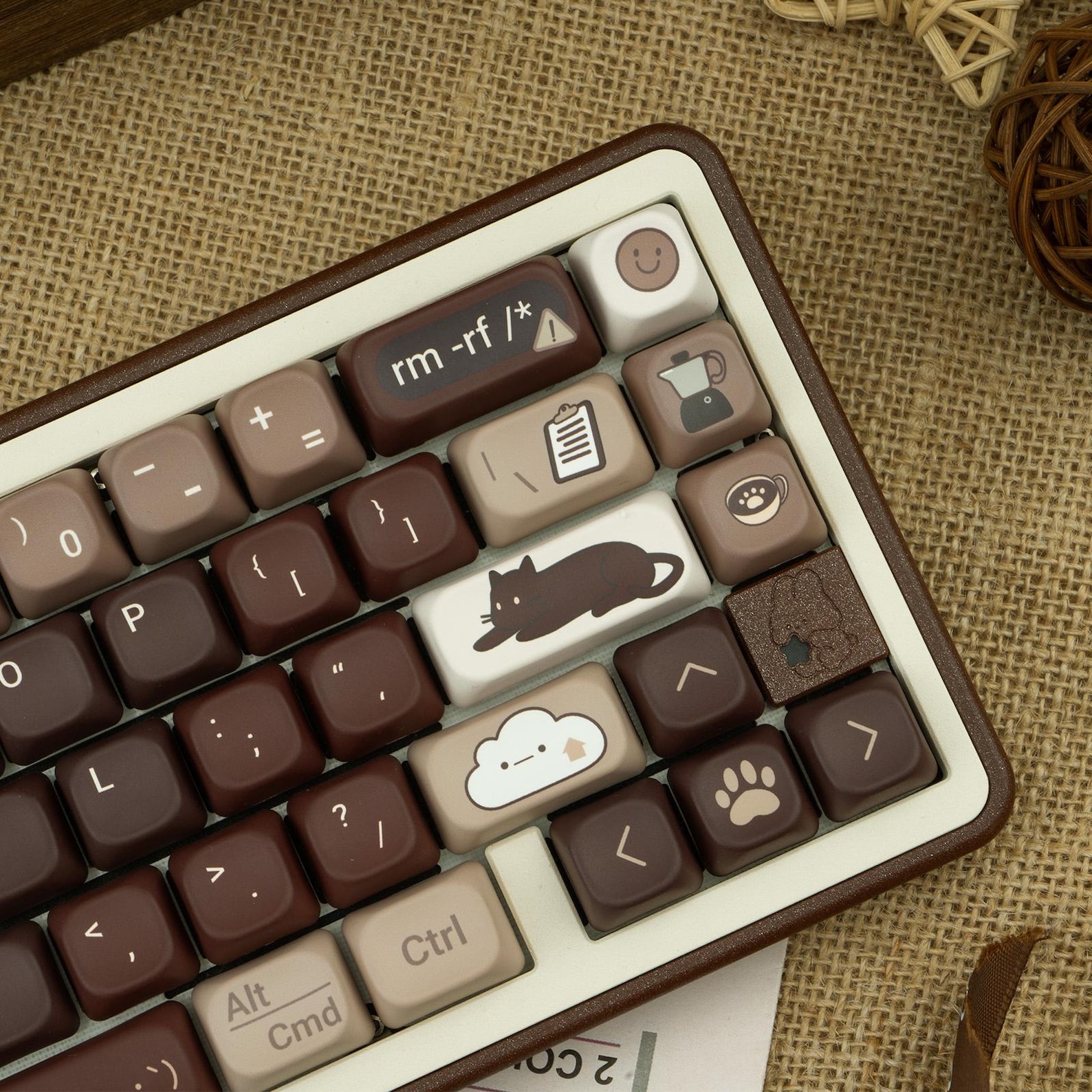 Cute Brown Coder & Coffee Theme Keycap Set for Mechanical Keyboard ...