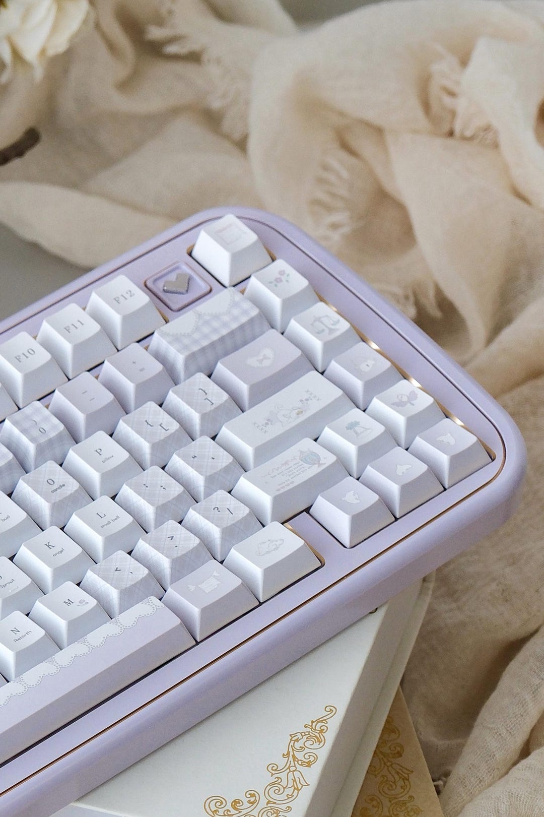 Cute Lilac Lavender Dream Keycap Set | Kawaii Pastel Plaid Artisan ...