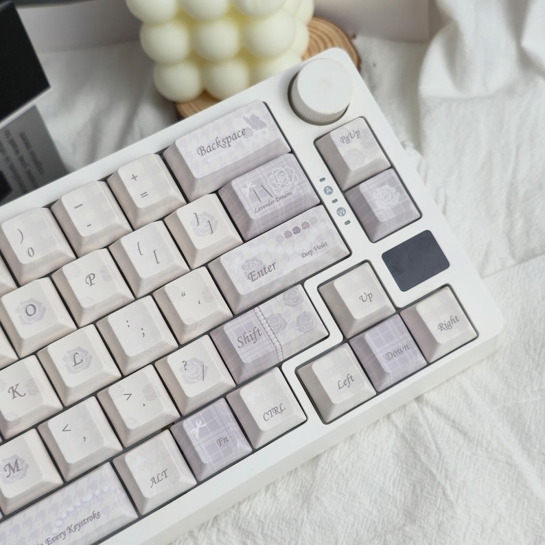 Cute Violet Plaid Theme Pastel Keycap Set for Mechanical Keyboard ...