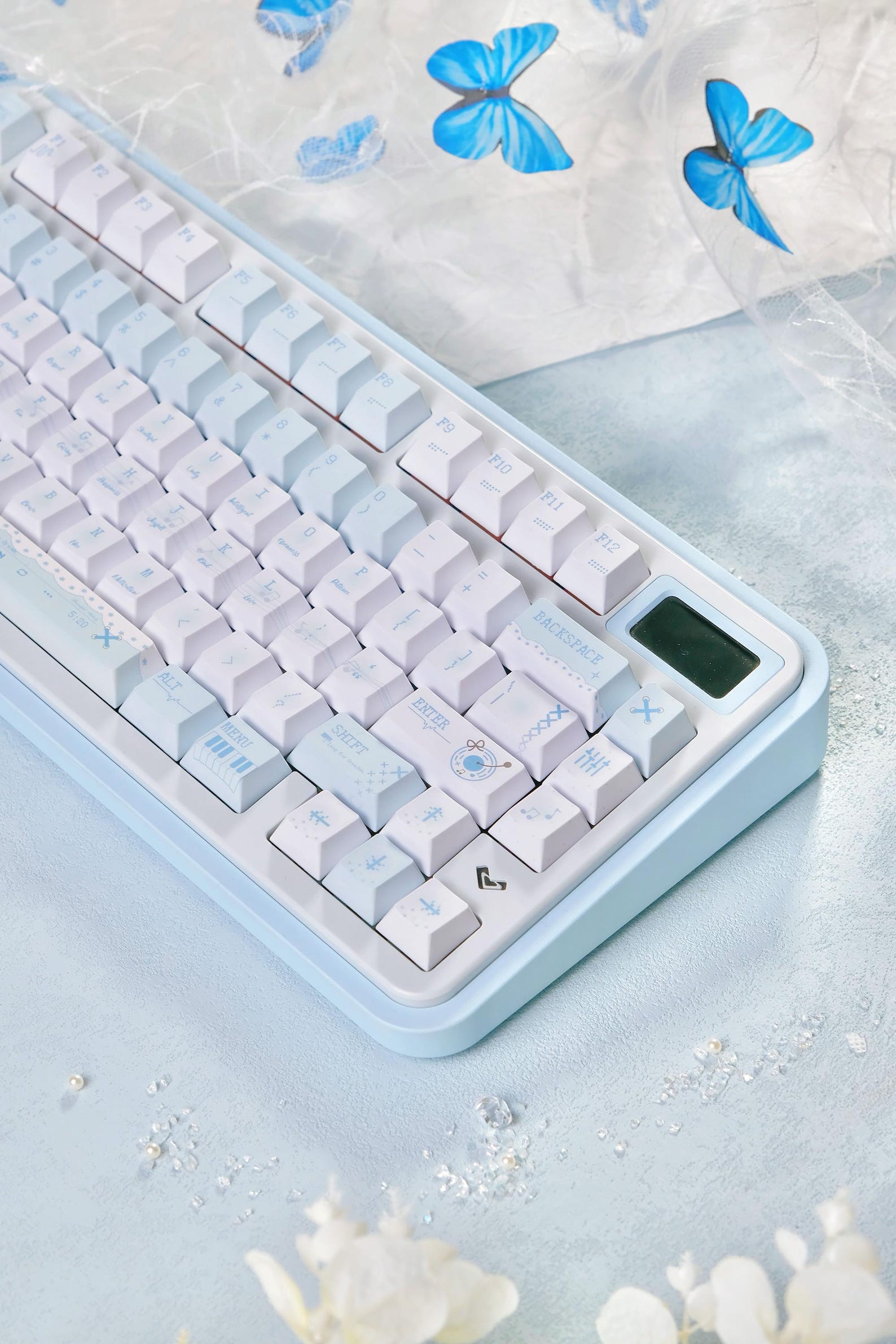 Symphony Theme Pastel Blue White Keycaps Set for Mechanical Keyboard ...
