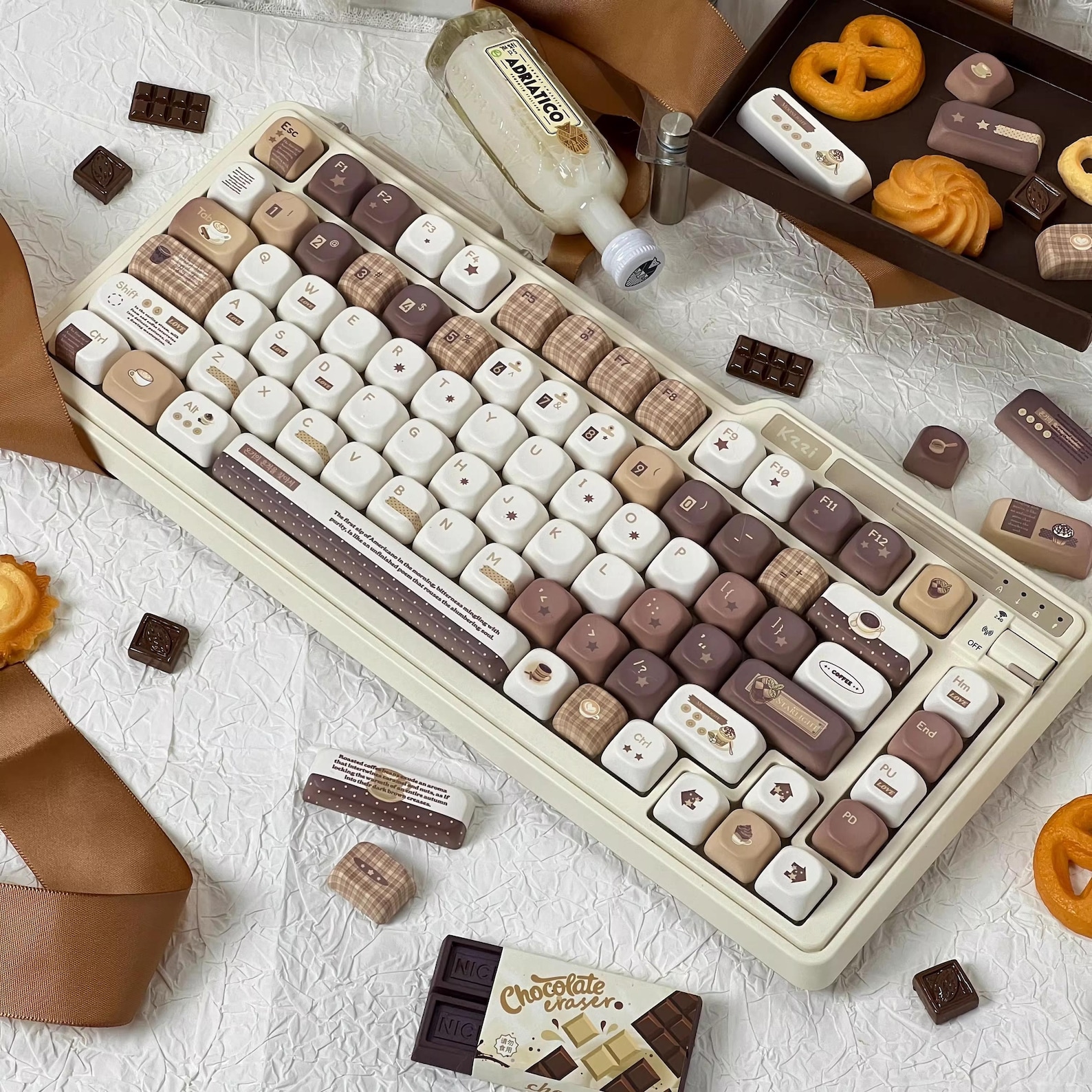 Cozy Cafe Theme Coffee Latte Keycap Set for Mechanical Keyboard | Mocha ...
