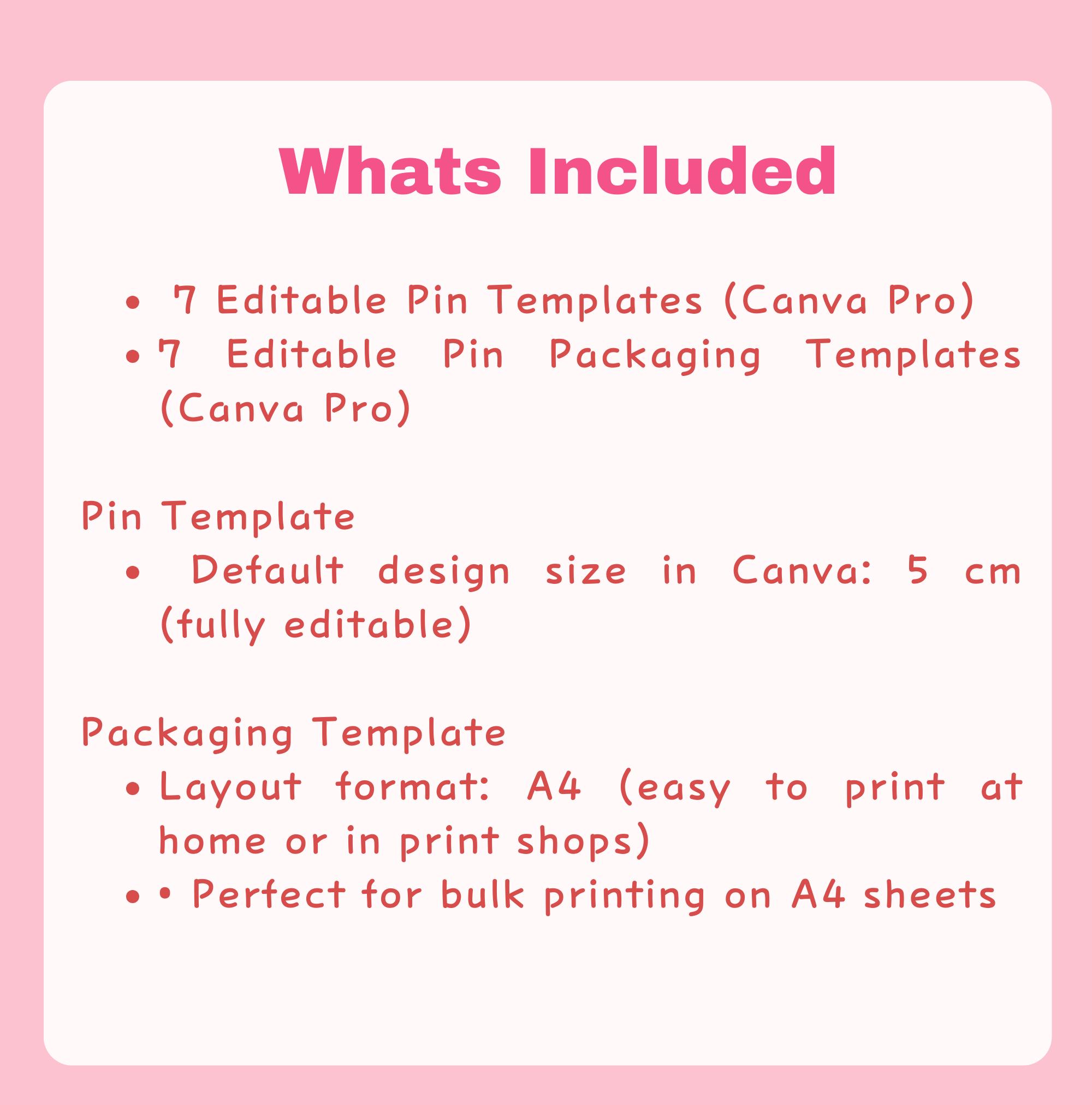 Editable BTS 7 Pins and Packaging Templates | Canva Pro Digital ...