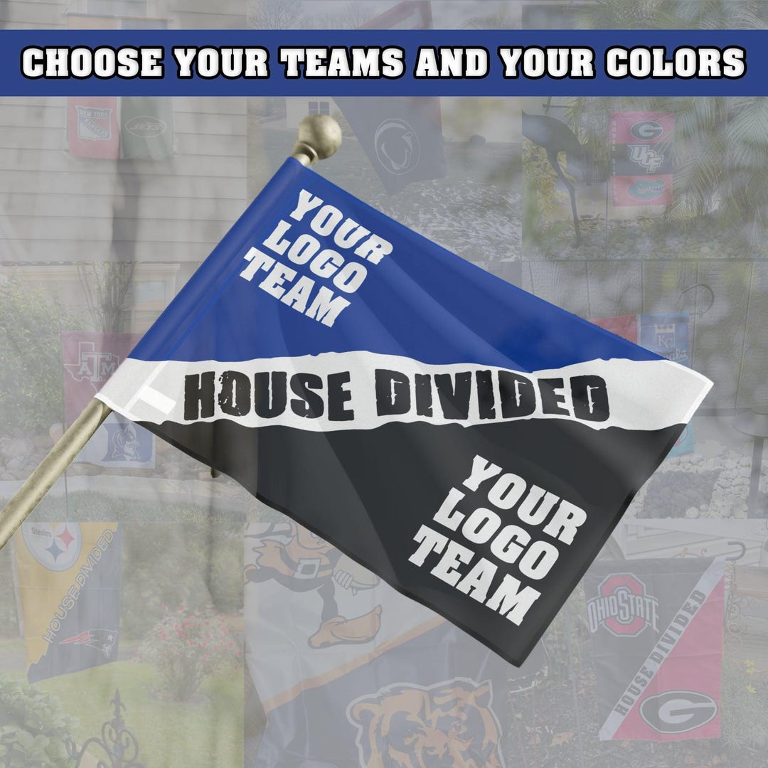 Custom House Divided Flag, Fan Supportive Flag, Football House Flag ...