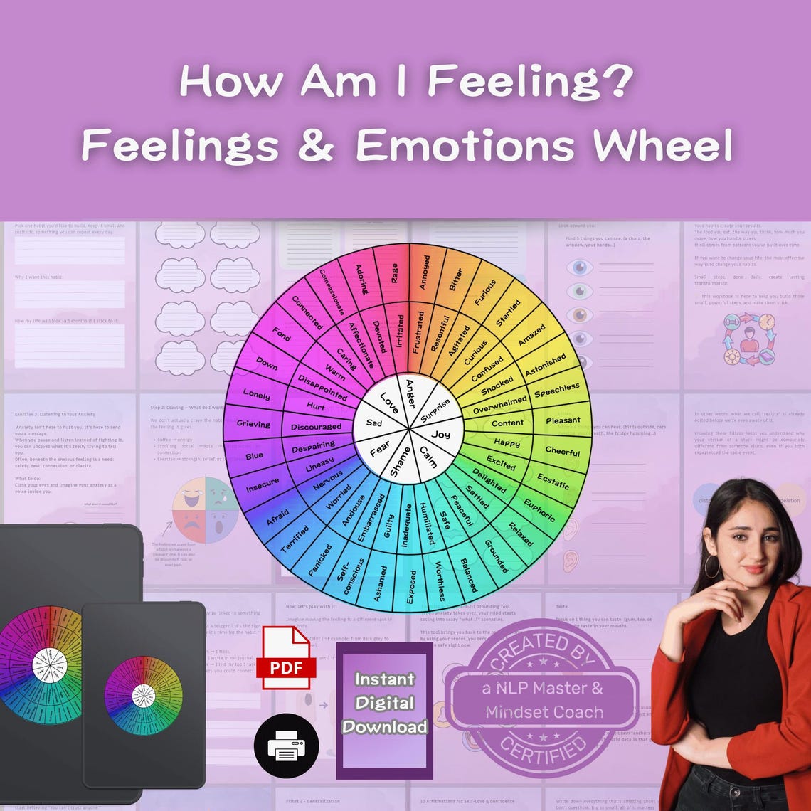 Emotions Wheel Printable: Mental Health Therapy Tool (digital Download ...