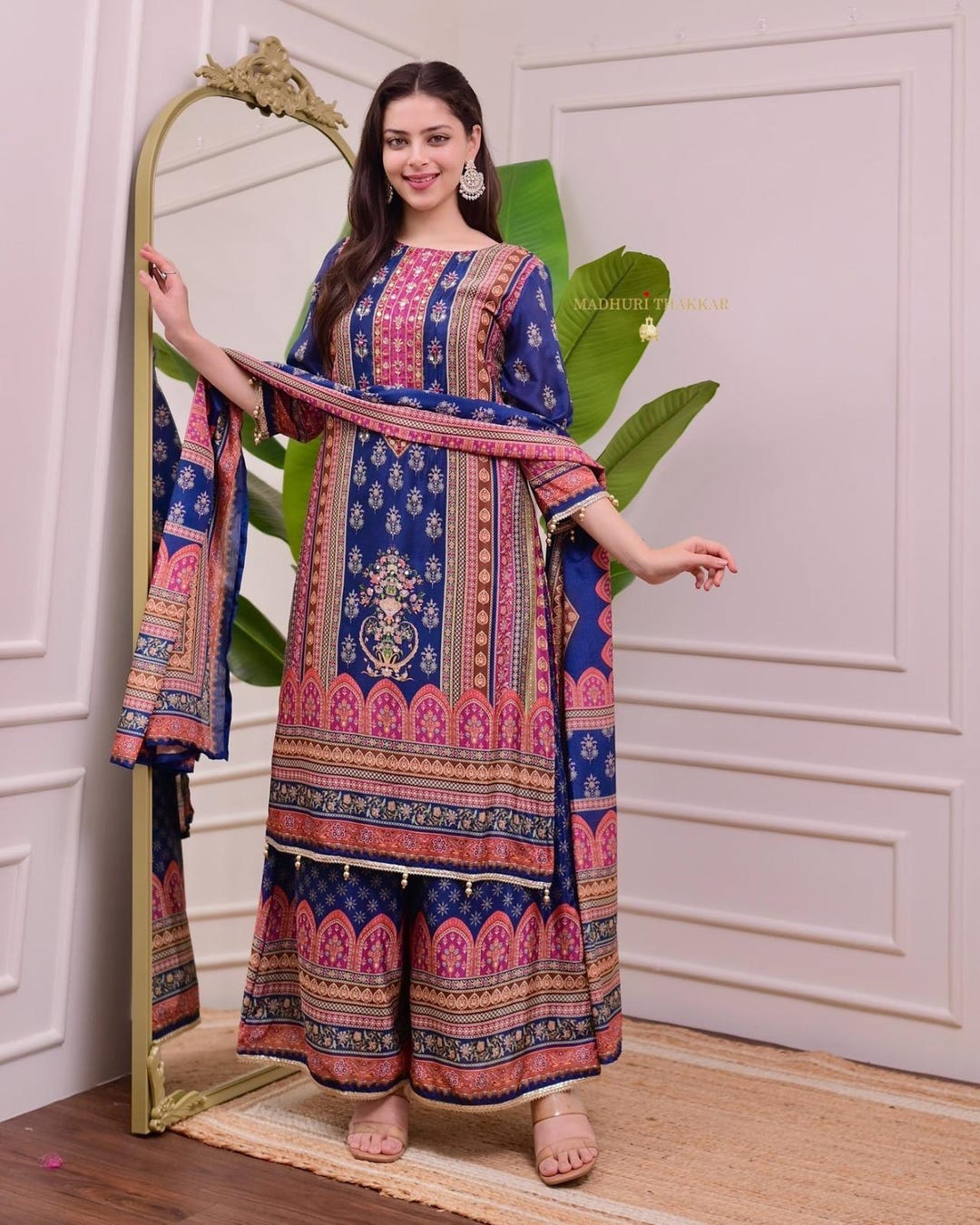 Sharara Suit in Beautiful Blue Colors, Which is Decorated With Finest ...
