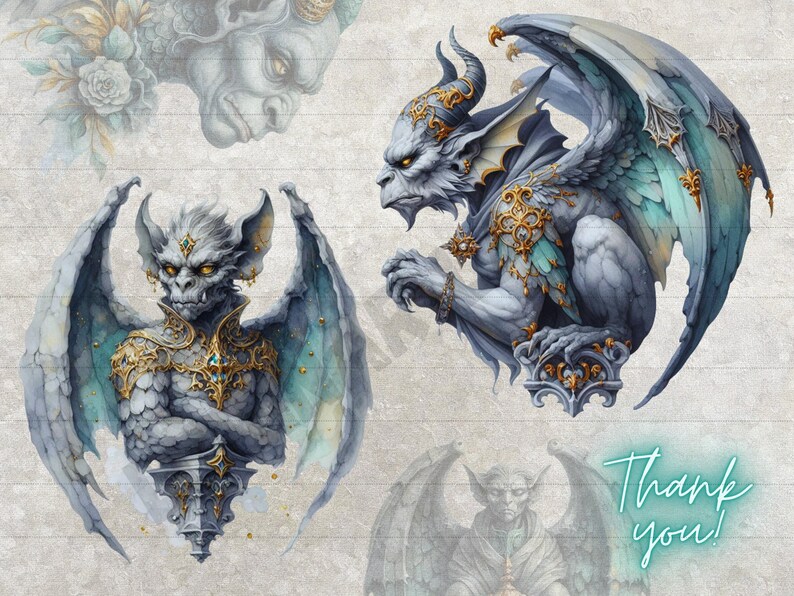 Gargoyle Gothic SVG Poster Gargoyle Art PNG Digital Gargoyle Clipart ...