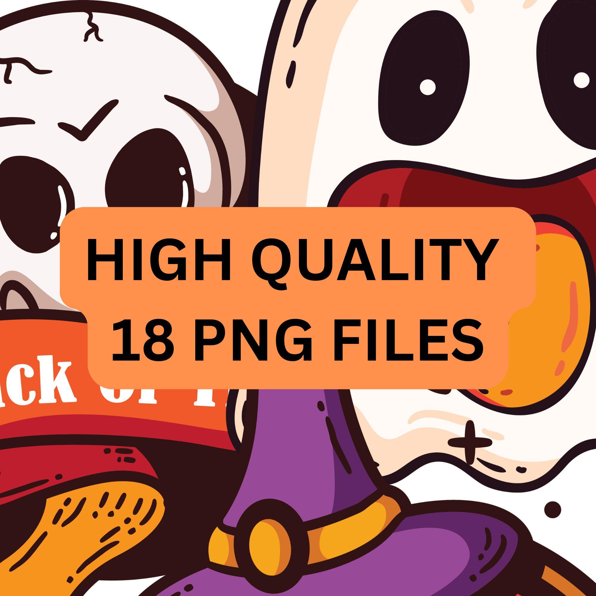 Cute Halloween Clipart, Illustration Vector, Ghost, Pumpkin, Cat ...