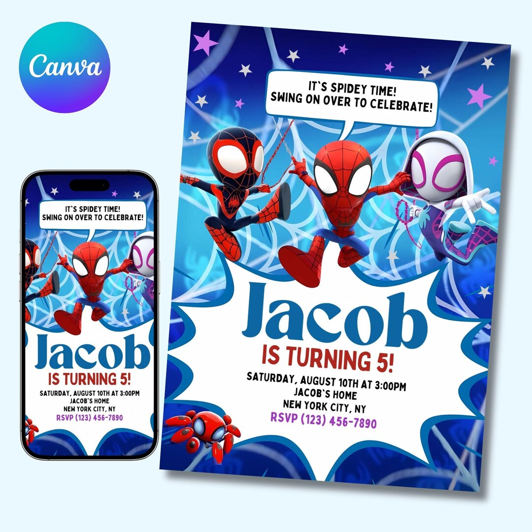 Spidey and His Amazing Friends Birthday Invitation, Spidey Invitation ...