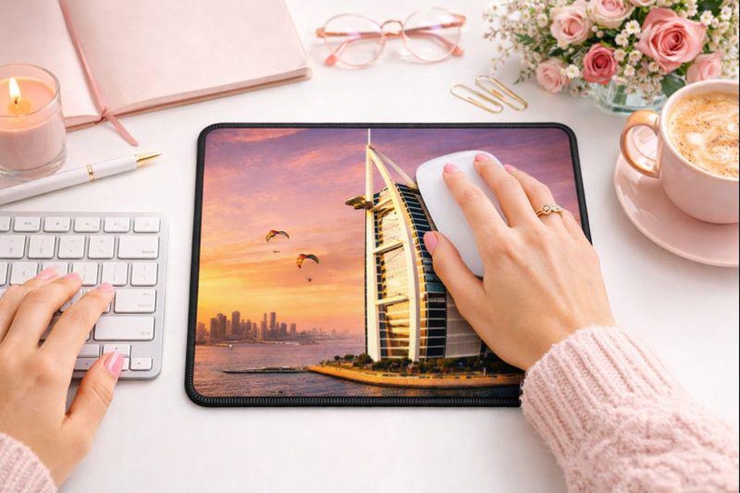 Burj Al Arab Sunset Gaming Mouse Pad | Dubai Skyline, Kitesurfers - Etsy