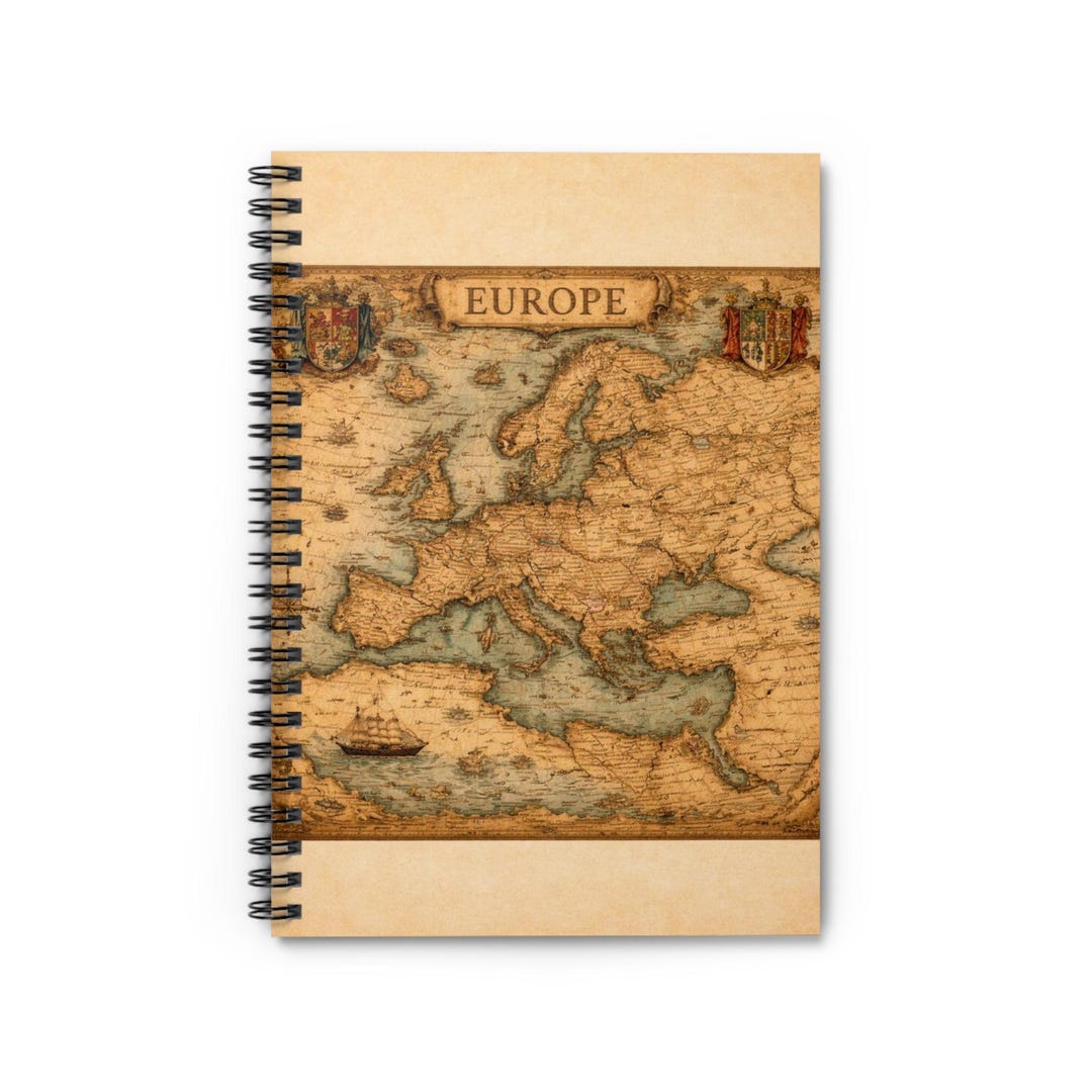 Vintage Europe Map Spiral Notebook | Ruled Lined Journal - Etsy