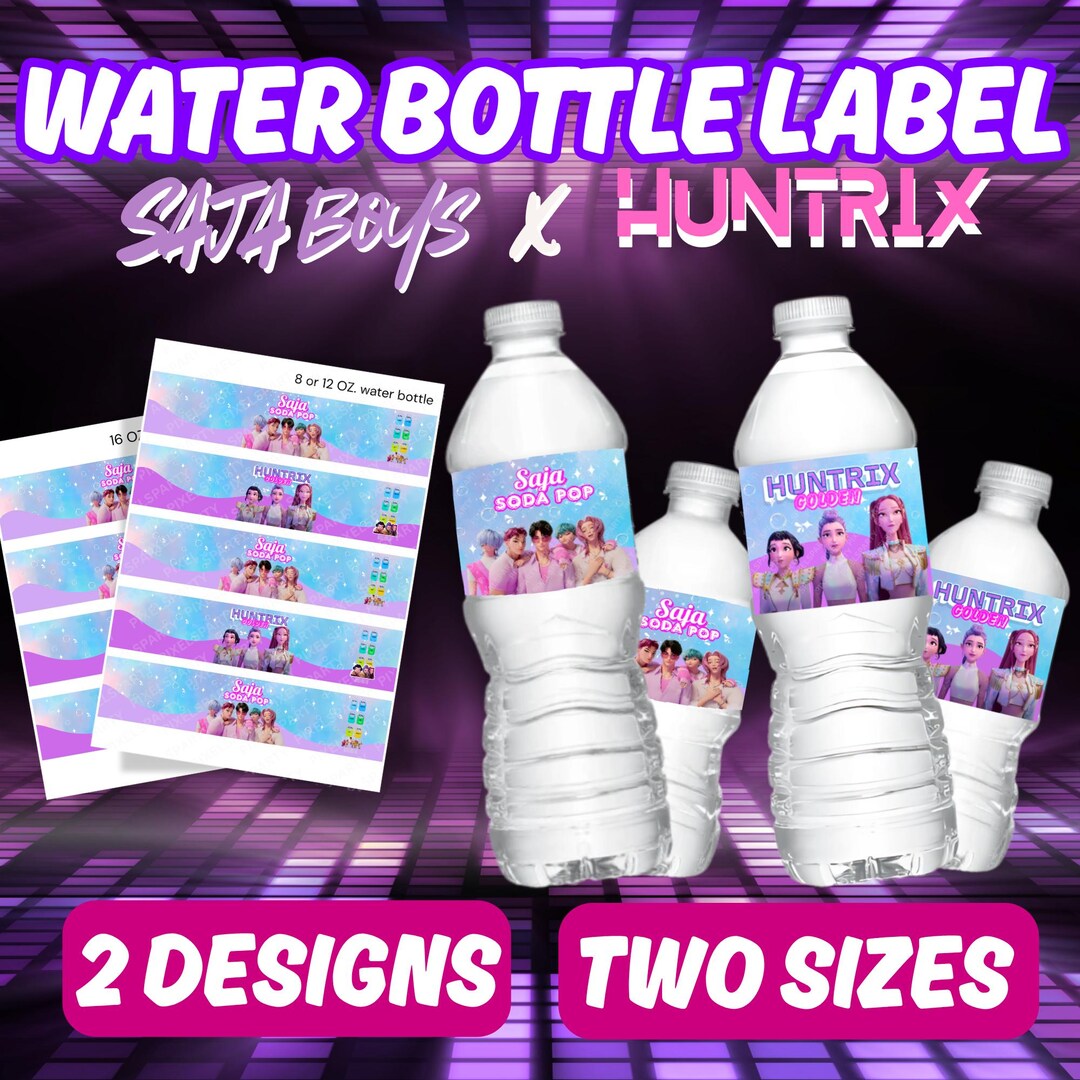 Kpop Water Bottle Labels, Huntrix + Saja Boys Drink Wrapper, Kpop Demon ...