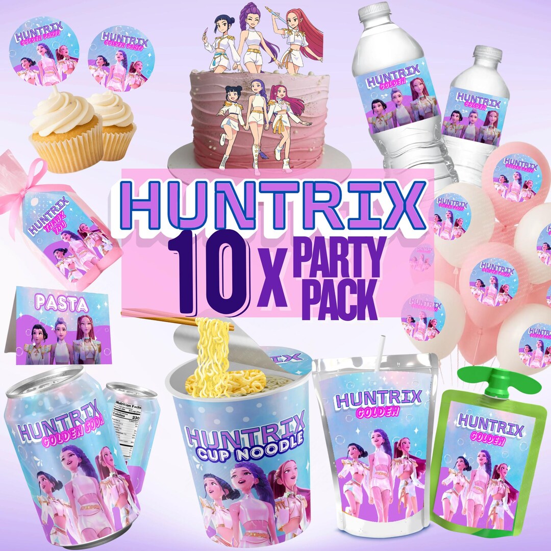 K-pop Demon Hunter Birthday Party Bundle | Huntrix Noodle, Can, Juice ...