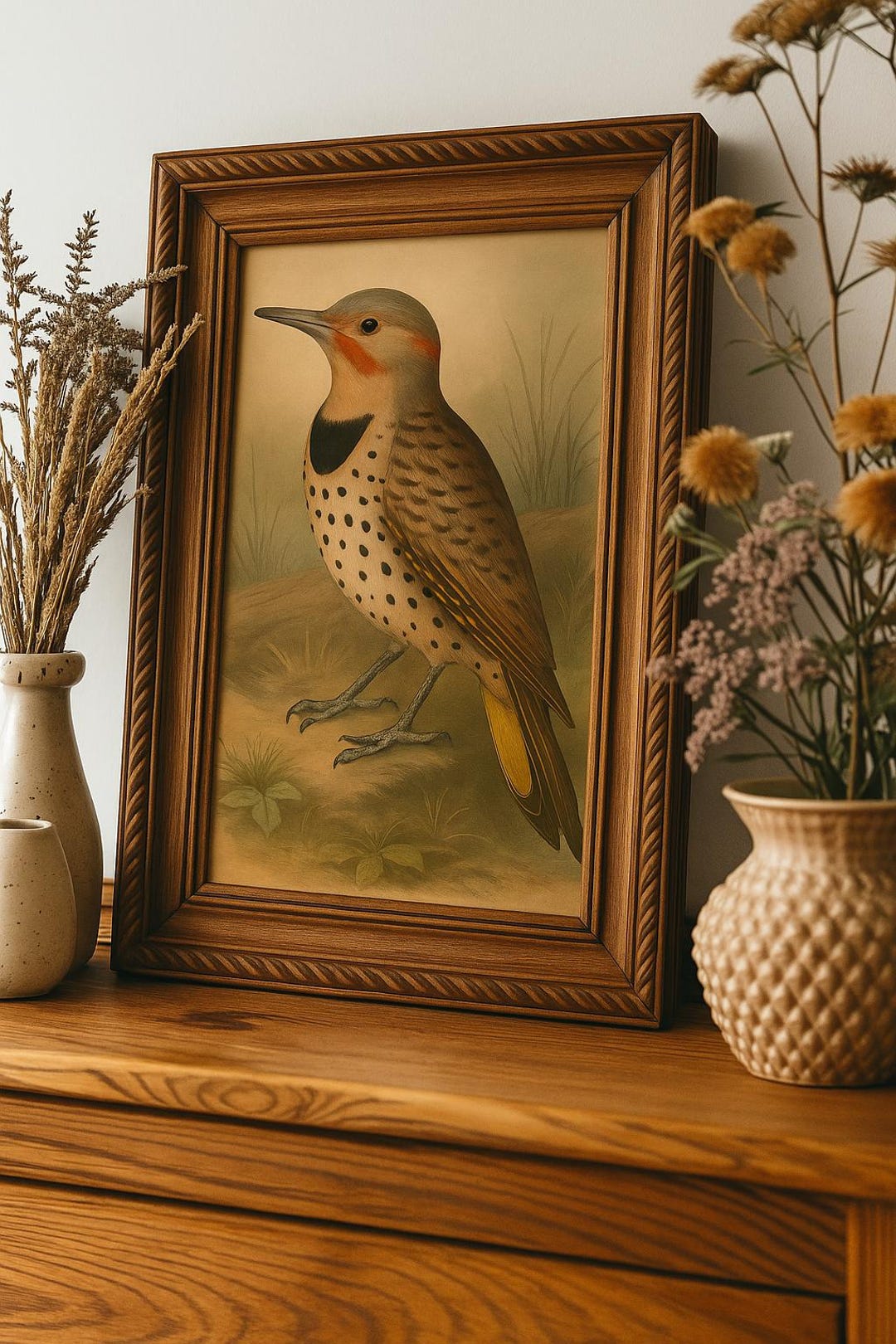 Northern Flicker Vintage Bird Illustration | Wildlife Digital Art Print ...