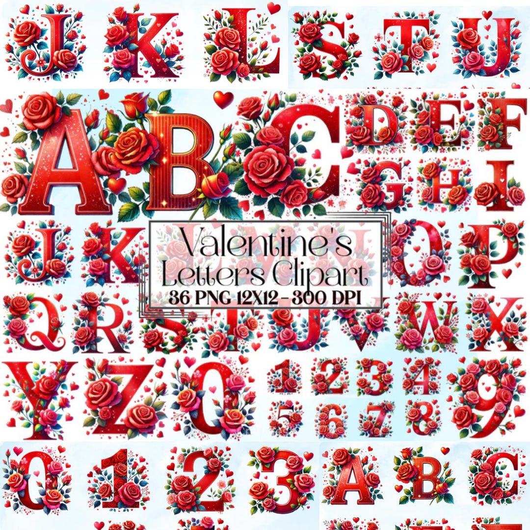 Valentine's Letters Clipart Bundle - Etsy