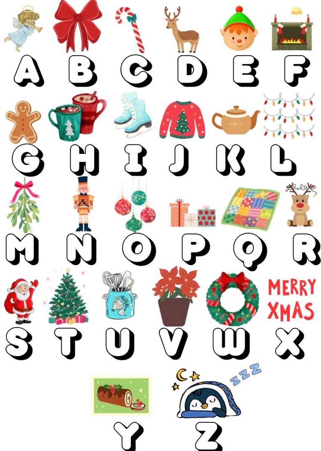 Christmas Alphabet Poster | Winter ABC Chart | Kids Printable Alphabet ...