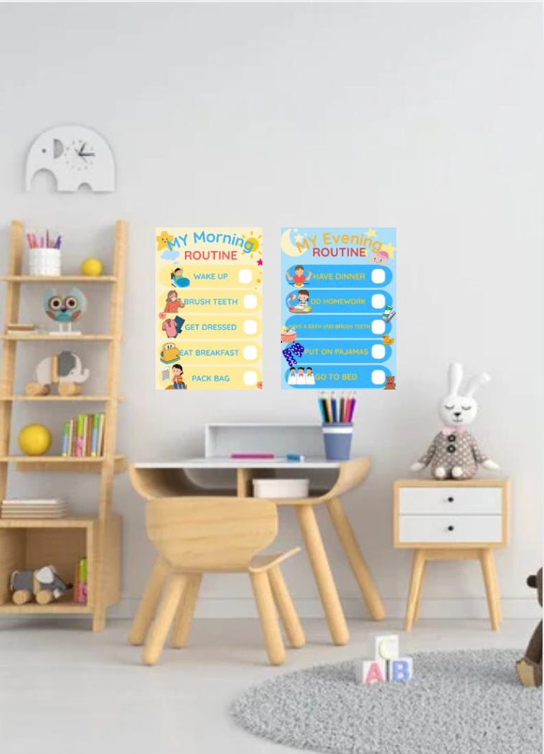 Morning & Evening Routine Chart for Kids. Colourful Printable Visual ...