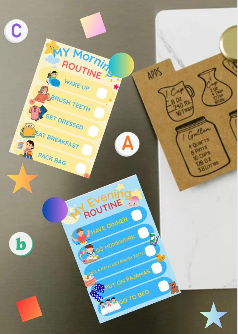 Morning & Evening Routine Chart for Kids. Colourful Printable Visual ...