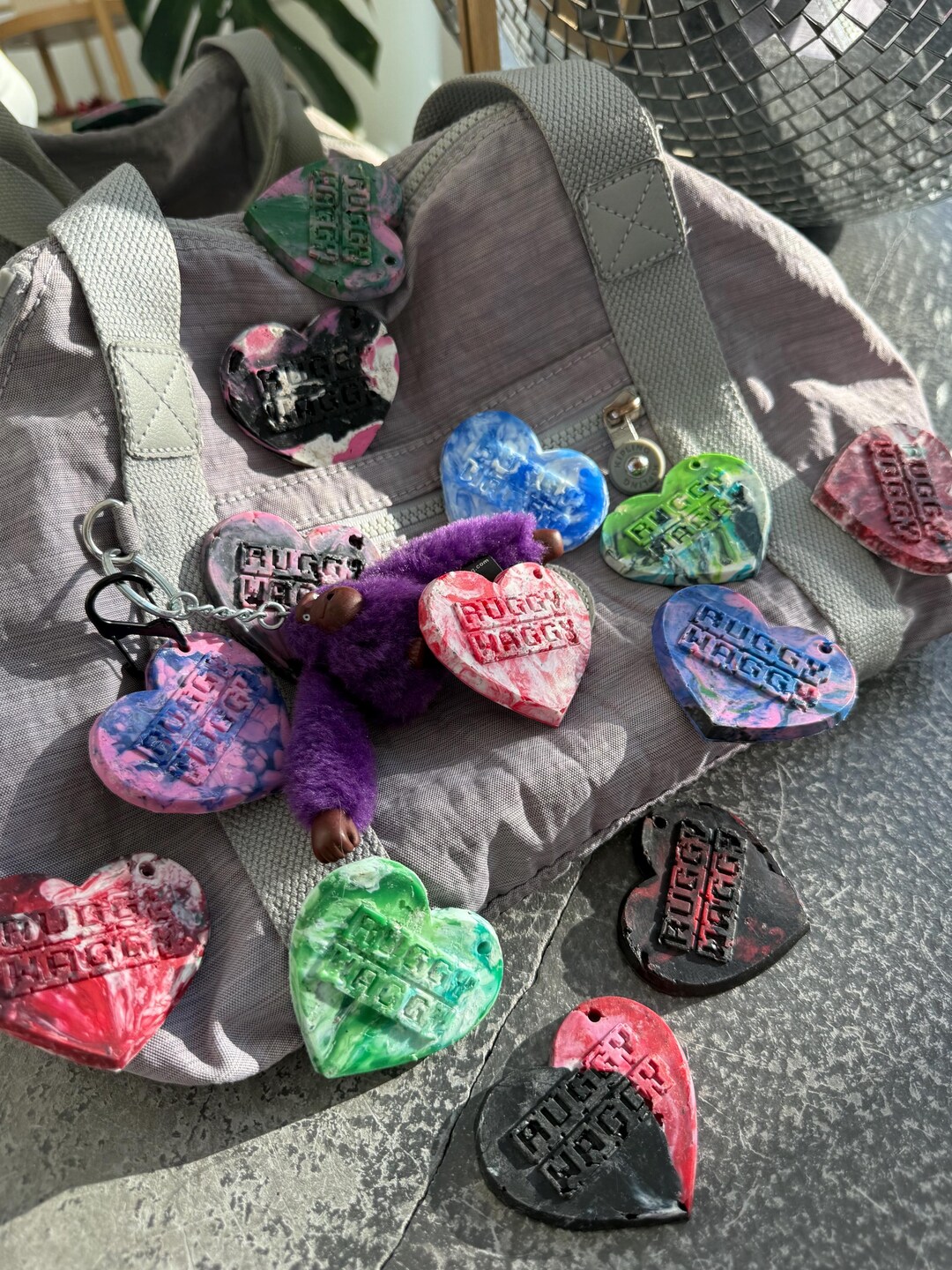 Recycled Plastic Heart Keychain, Handmade Upcycled Bag Charm, Eco ...