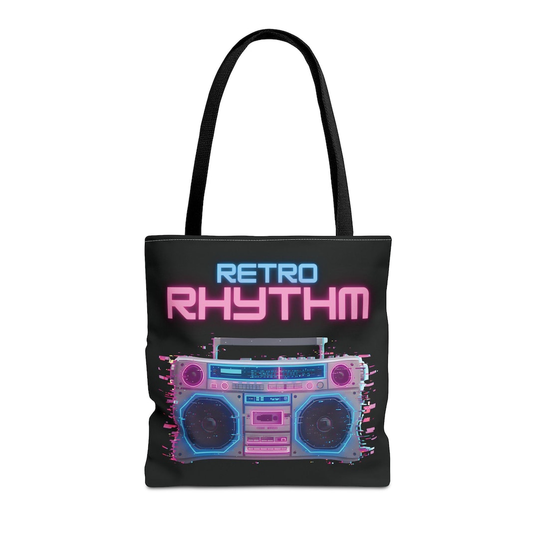 80s Music Gift, Boombox Bag, Retro Rhythm Tote, Vaporwave Glitch Art ...