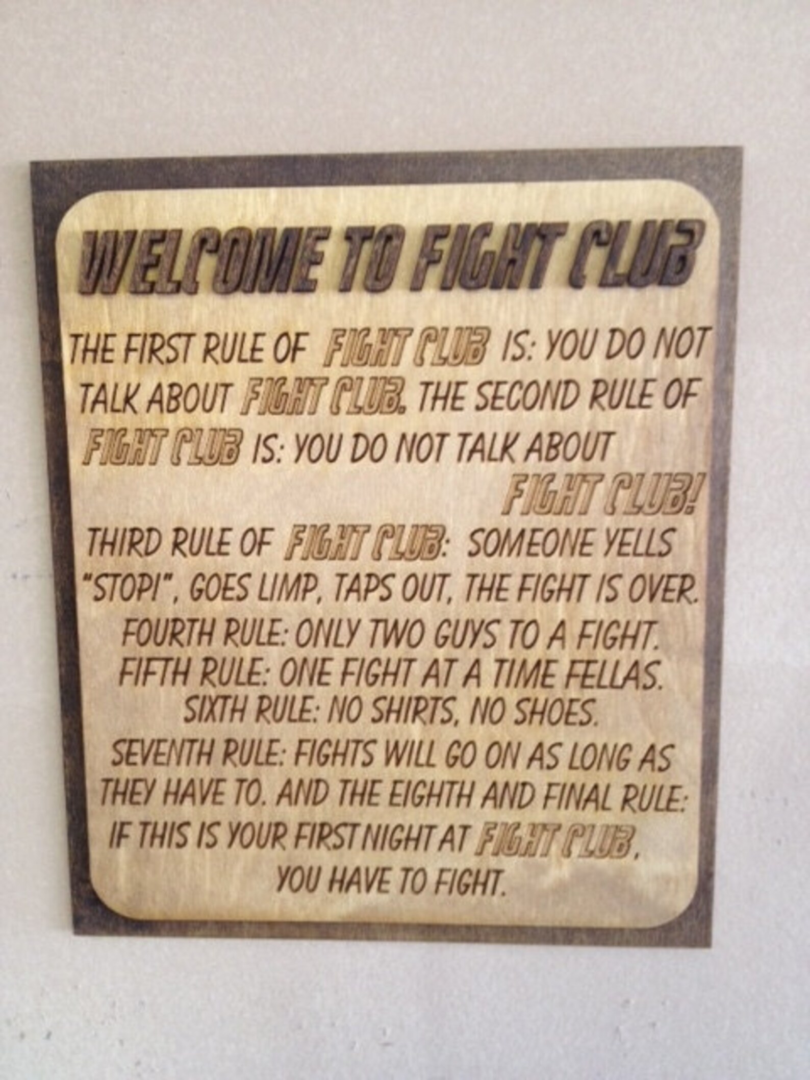 Rules of Fight Club - Wall Art - Etsy