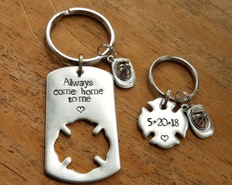 Firefighter Keychains With Dog Tag and Maltese Cross Personalized Just ...