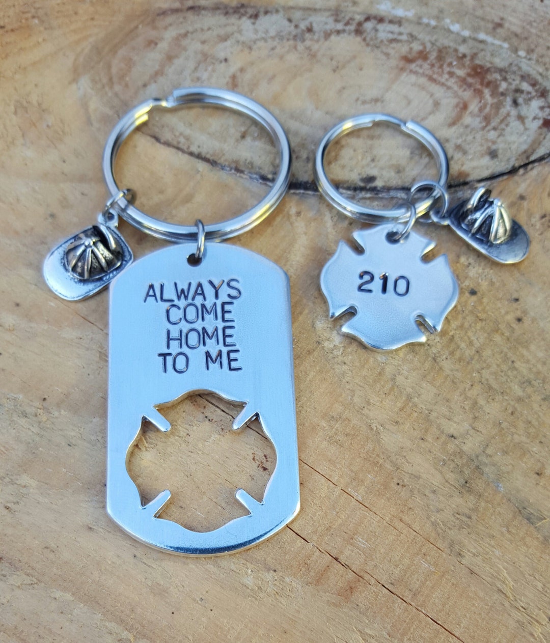 Firefighter Keychains With Dog Tag and Maltese Cross Personalized Just ...