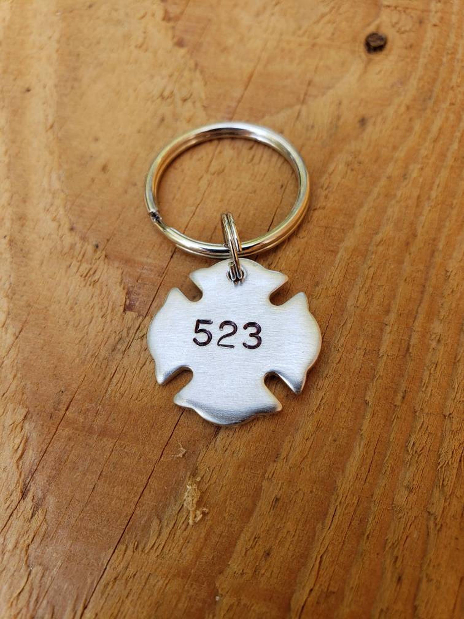 Firefighter Keychains With Dog Tag and Maltese Cross | Etsy