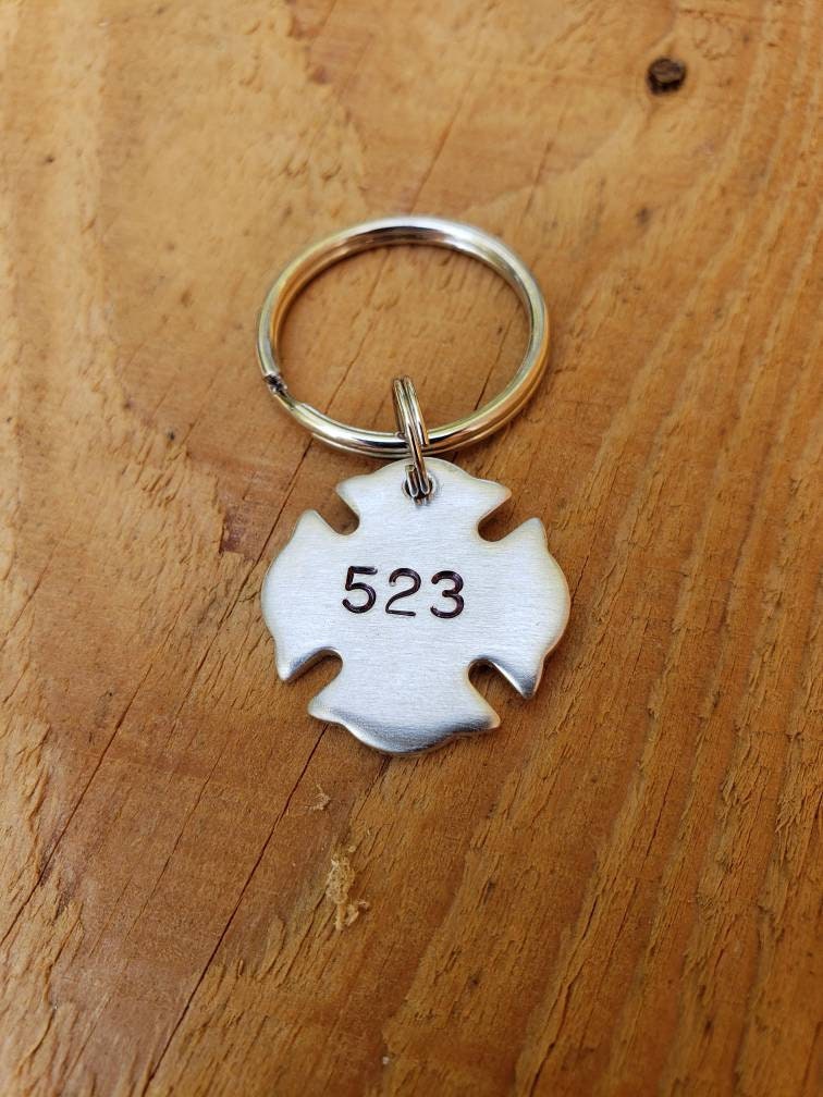 Firefighter Keychains With Dog Tag and Maltese Cross | Etsy
