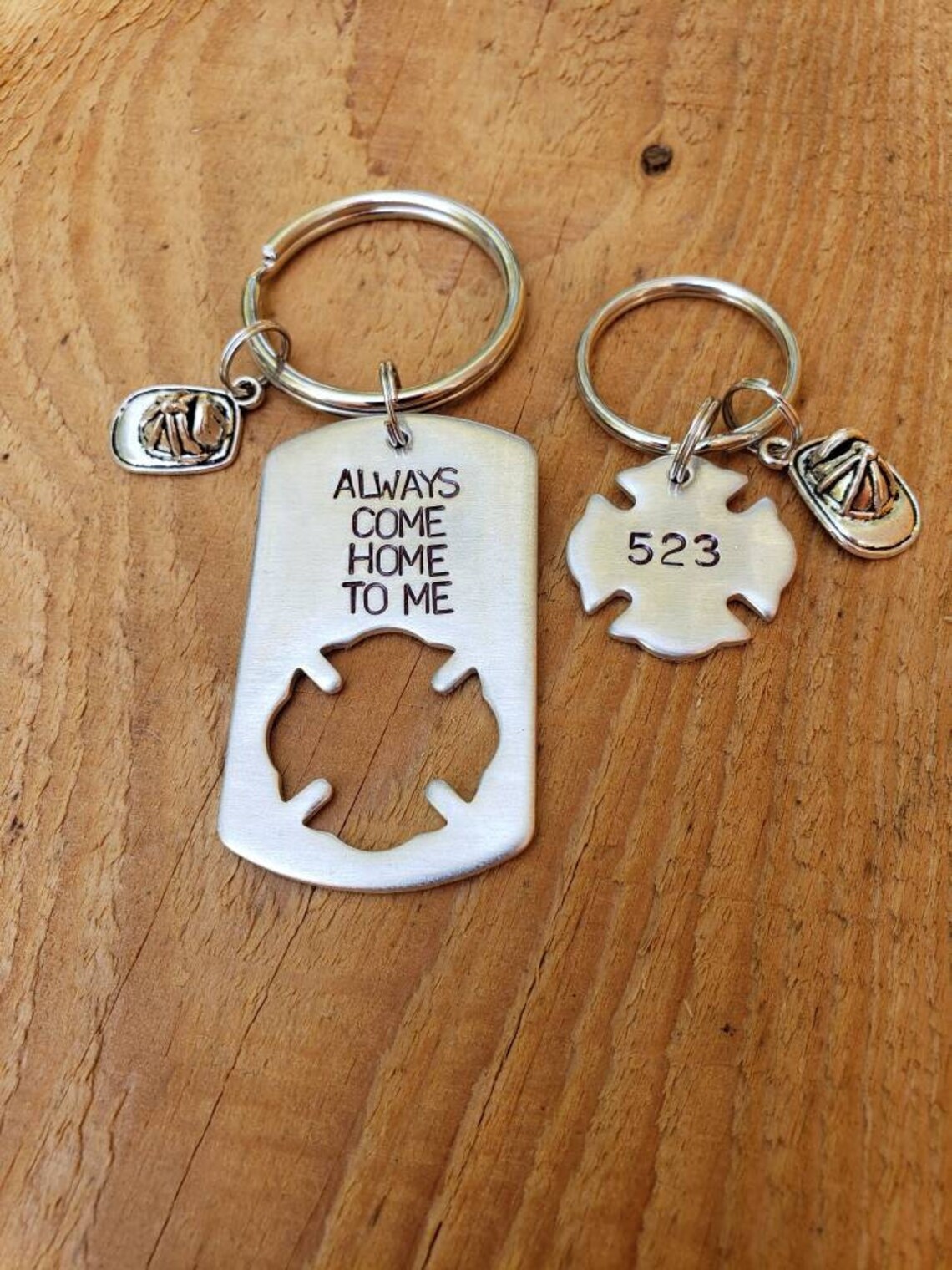 Firefighter Keychains With Dog Tag and Maltese Cross - Etsy