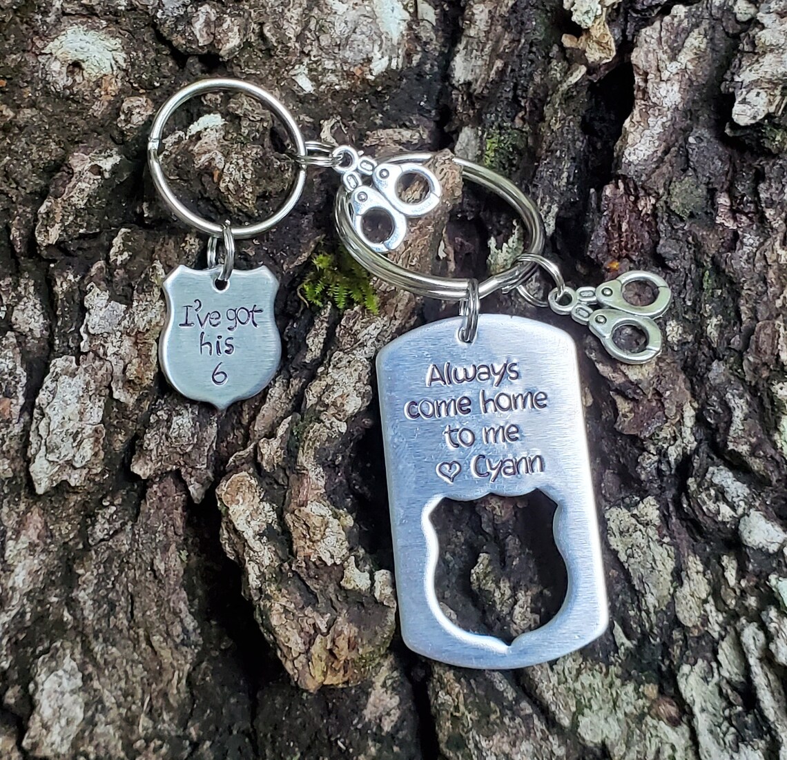 Police Officer Dog Tag And/or Badge Keychains Hand Stamped - Etsy