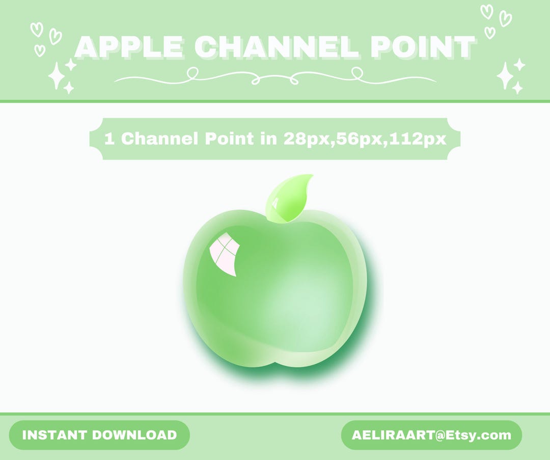 Twitch Stream Discord Role Green Cute Glass Apple Channel Points Emote ...