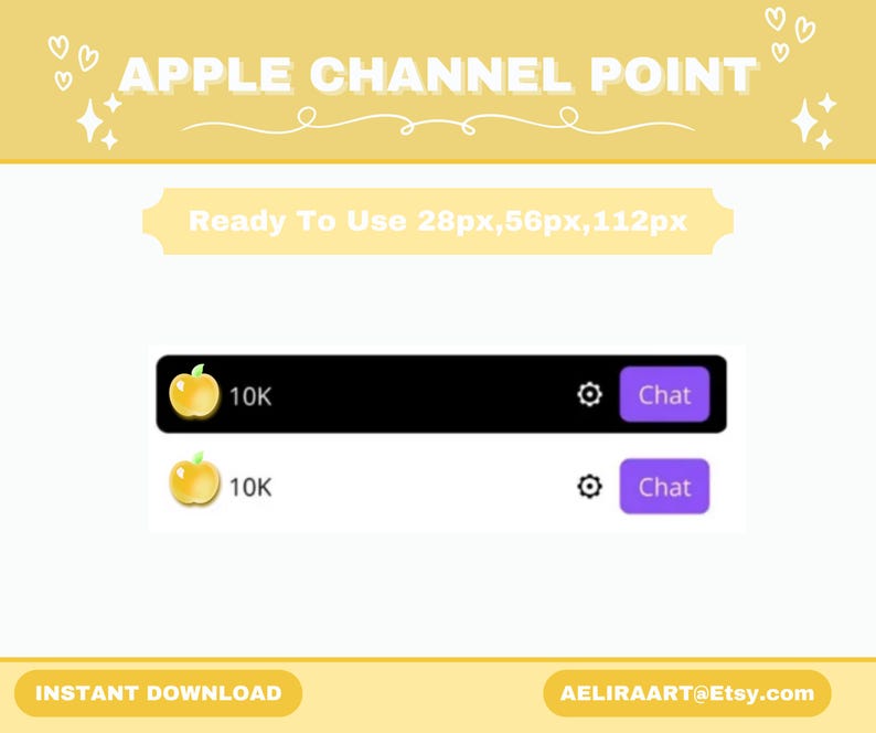 Glass Apple Channel Points Icons Cute Emote Sub Badge Bit for Twitch ...