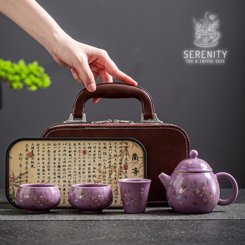 Ceramic Purple Mini Portable Tea Set | Travel Tea Kit | Handmade Tea ...