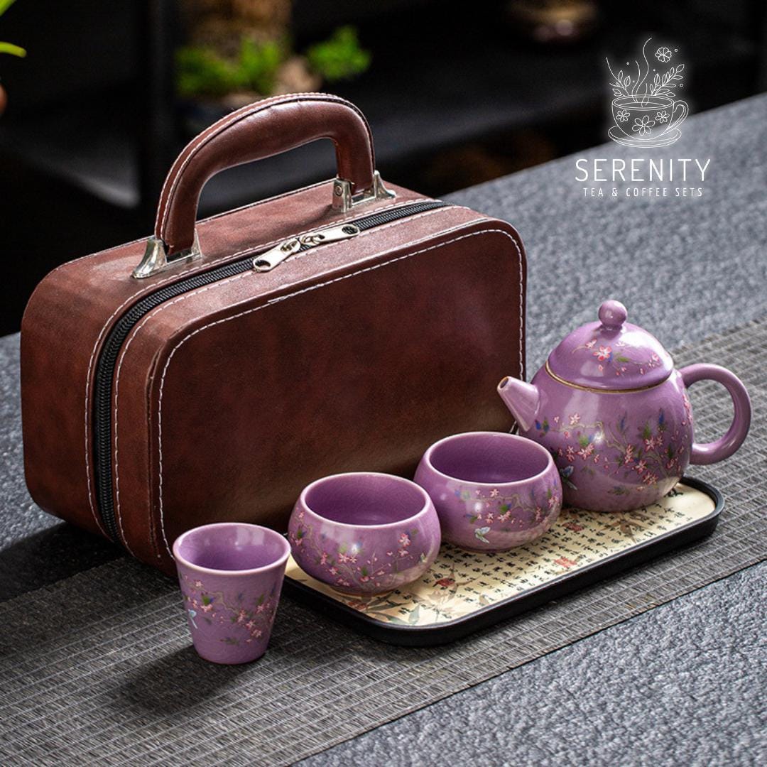 Ceramic Purple Mini Portable Tea Set | Travel Tea Kit | Handmade Tea ...