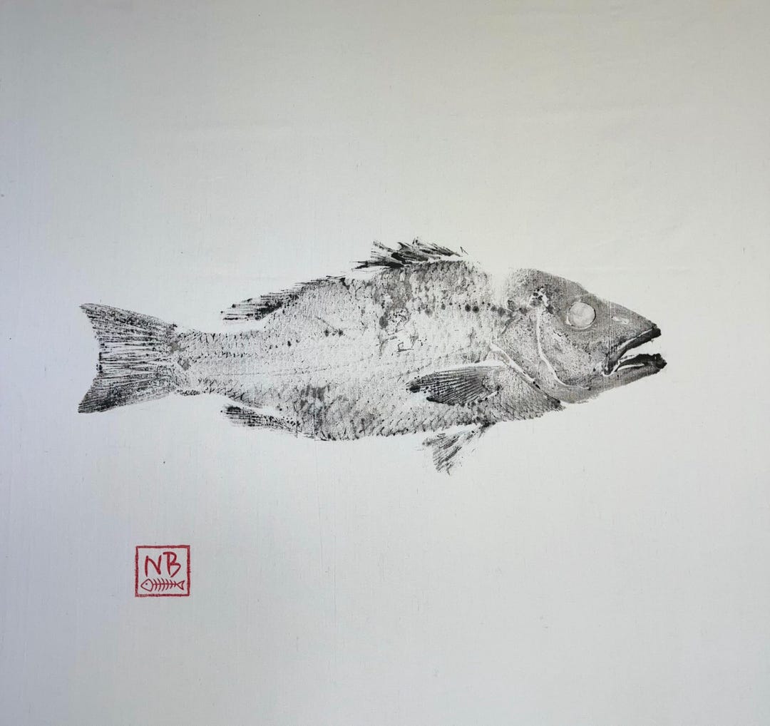 Gyotaku Mangrove Snapper Print: Japanese Fish Printing, Coastal Wall ...