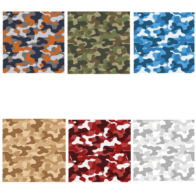 Camouflage SVG PNG Bundle | Camo Patterns Digital Paper | Military Army ...