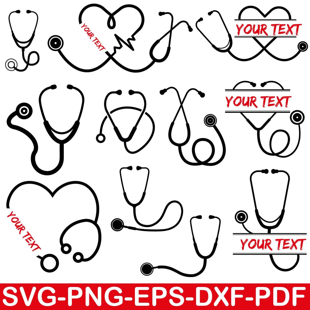 Stethoscope SVG Bundle, Nurse Heart Stethoscope Designs, Medical ...