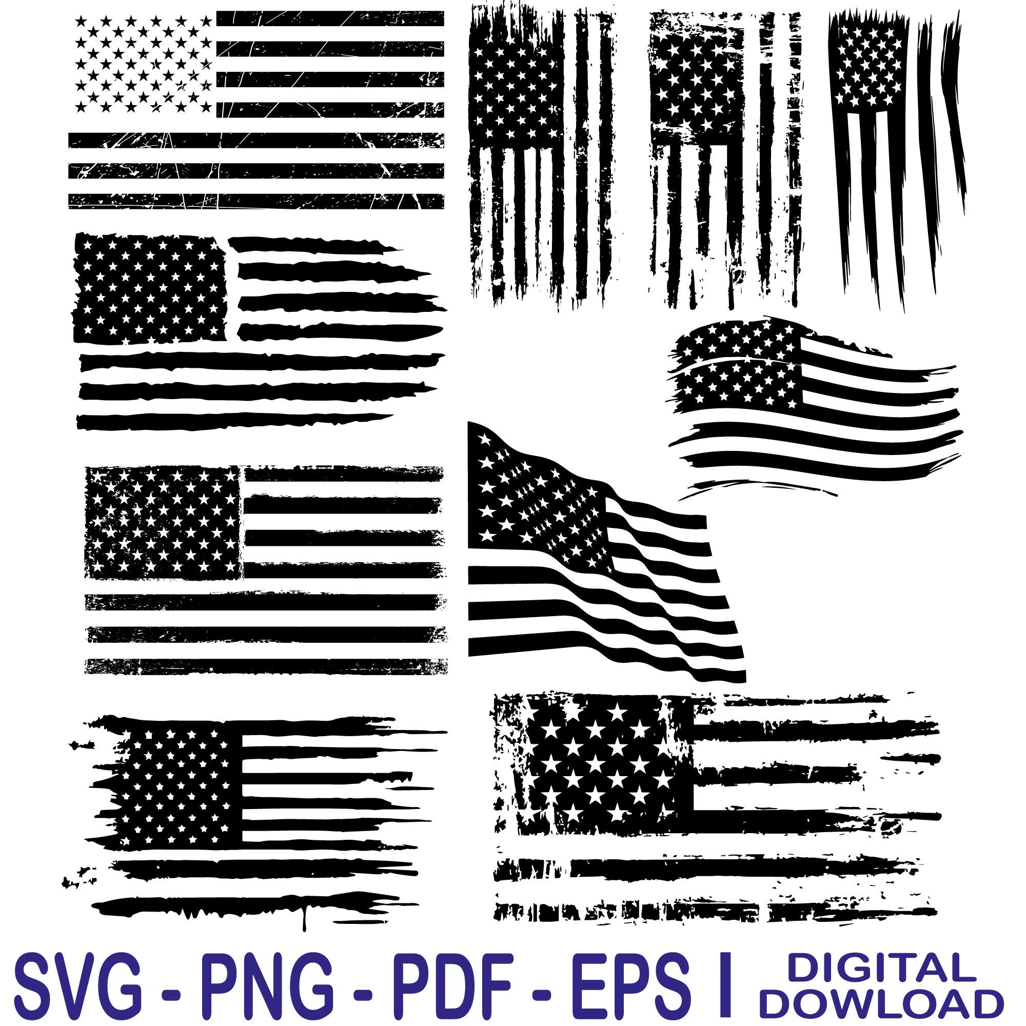 American Flag Svg Bundle, American Flag Svg Download, White US Flag Svg ...