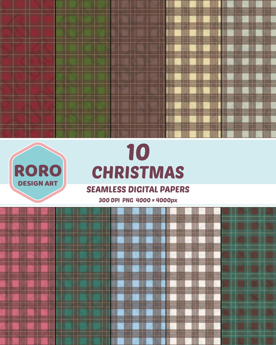 Vintage Christmas Tartan Digital Paper Rustic Plaid Seamless Background ...