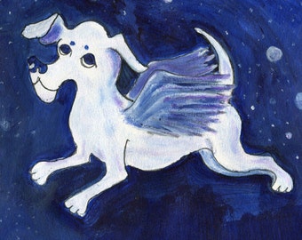 Dog art sympathy card Collar with RIP 5 x 5 blank card | Etsy