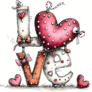 39 JPG Whimsical Valentine's Day Clipart: Sweet Illustrations (digital ...