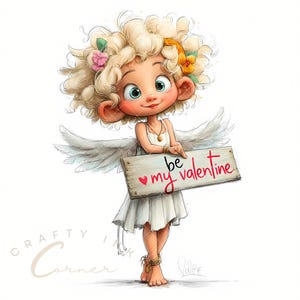 56 JPG Whimsical Cupid Valentine Clipart – Cute Watercolor Love Angel ...