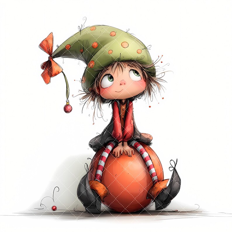 Whimsical Christmas Girl Clipart: Festive Girl JPG Holiday Graphics ...